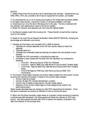 Fillable Online Dallas Police Auto Pound sends a list of advertised ...