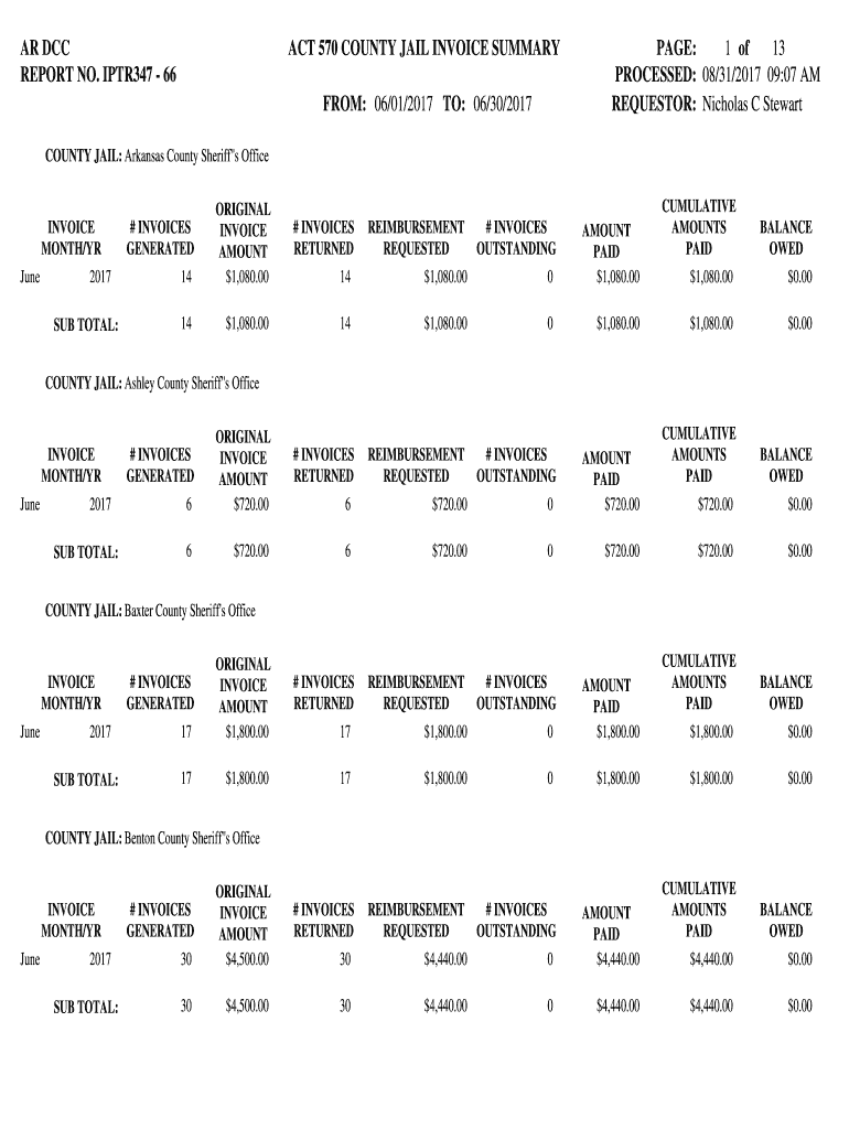 Fillable Online ACT 570 COUNTY JAIL INVOICE SUMMARY Fax Email Print ...