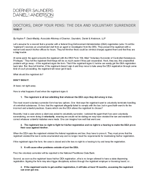 Fillable Online DOCTORS, DROP YOUR PENS: THE DEA AND VOLUNTARY ...