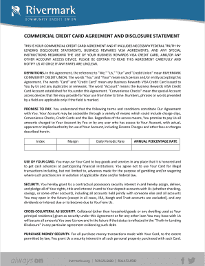 Fillable Online COMMERCIAL CREDIT CARD AGREEMENT AND DISCLOSURE ...