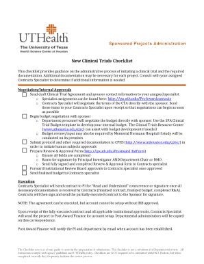Fillable Online This checklist provides guidance on the administrative ...