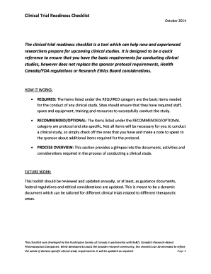 Fillable Online Clinical Trial Readiness Checklist Fax Email Print ...
