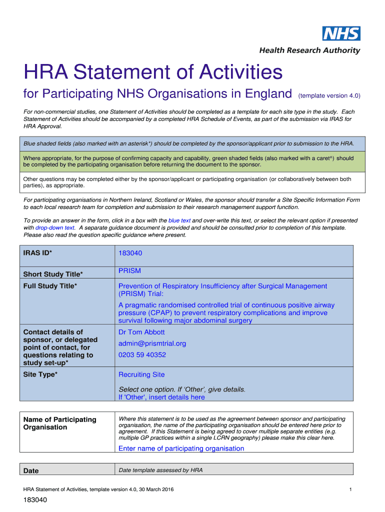 Fillable Online HRA Statement of Activities Fax Email Print - pdfFiller