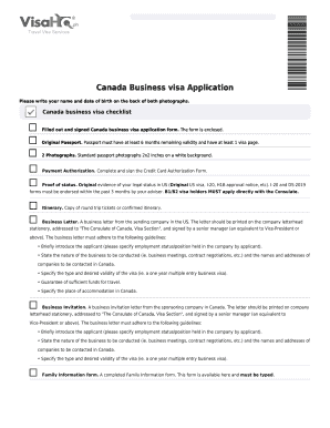 Fillable Online Canada business visa checklist Fax Email Print - pdfFiller
