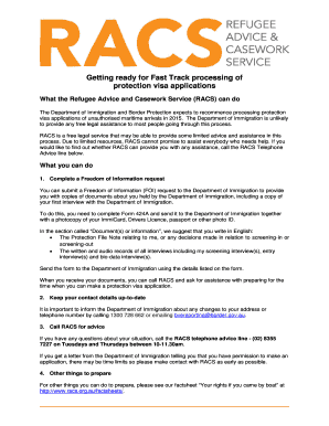 Fillable Online What the Refugee Advice and Casework Service (RACS) can ...