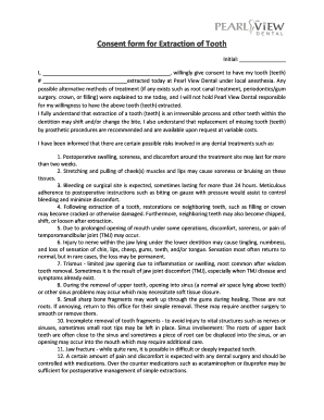 Fillable Online Consent form for Extraction of Tooth Fax Email Print ...