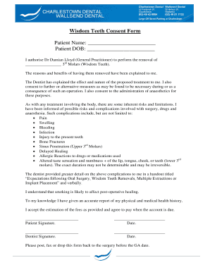Fillable Online Wisdom Teeth Consent Form Fax Email Print - pdfFiller