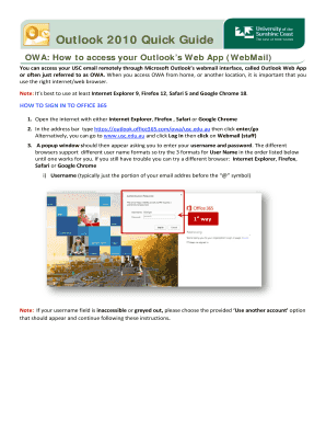 Fillable Online online usc edu OWA: How to access your Outlooks Web App ...