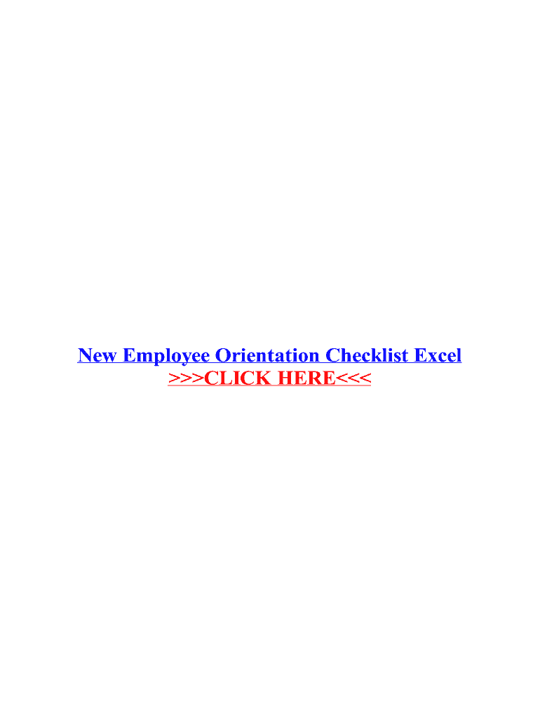 Fillable Online New Employee Orientation Checklist Excel Fax Email ...