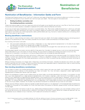Fillable Online Nomination of Beneficiaries Information Guide and Form ...
