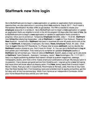 Fillable Online Staffmark new hire login Fax Email Print - pdfFiller