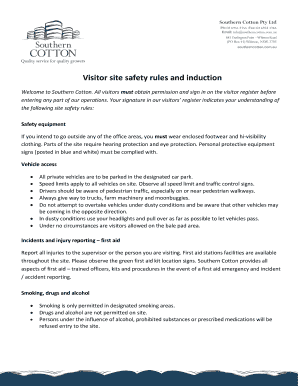 Fillable Online Visitor site safety rules and induction Fax Email Print ...