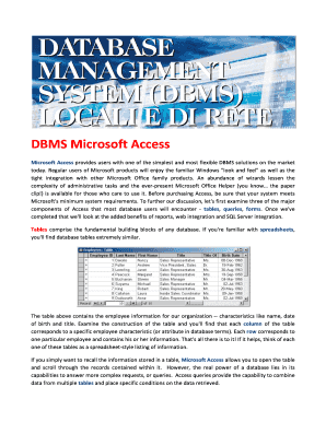 Fillable Online DBMS Microsoft Access Fax Email Print - pdfFiller