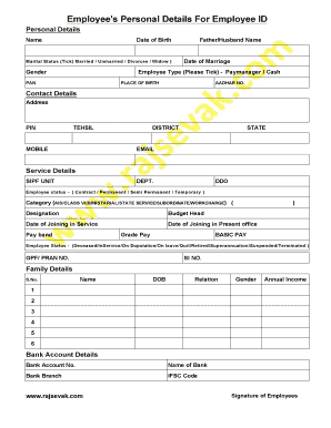 Employee's Personal Details For Employee ID - Fill and Sign Printable ...