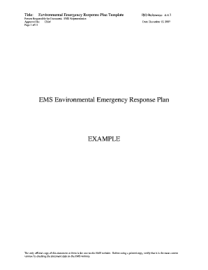 Fillable Online Environmental Emergency Response Plan Template Fax ...