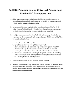 Fillable Online Spill Kit Procedures and Universal Precautions Fax ...