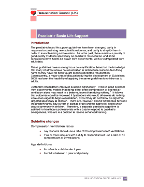 Fillable Online The paediatric basic life support guidelines have been ...