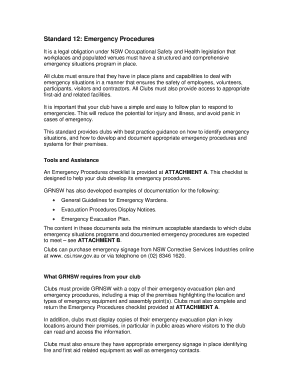 Fillable Online Standard 12: Emergency Procedures Fax Email Print ...