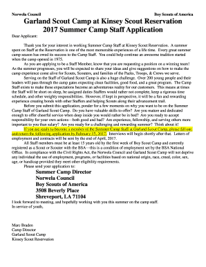 Fillable Online Garland Scout Camp at Kinsey Scout Reservation Fax ...