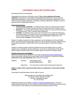 Fillable Online UNIVERSITY HEALTH CENTER (UHC) Fax Email Print - pdfFiller