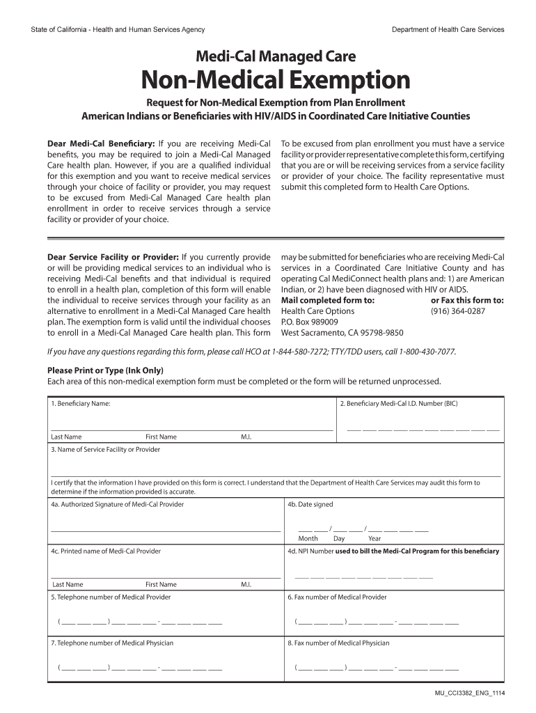 Fillable Online Non-Medical Exemption Fax Email Print - pdfFiller