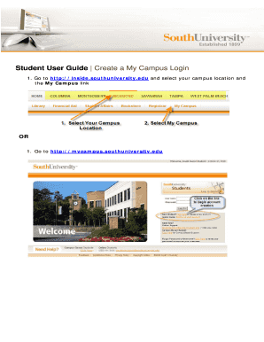 Fillable Online Student User Guide Create a My Campus Login Fax Email ...