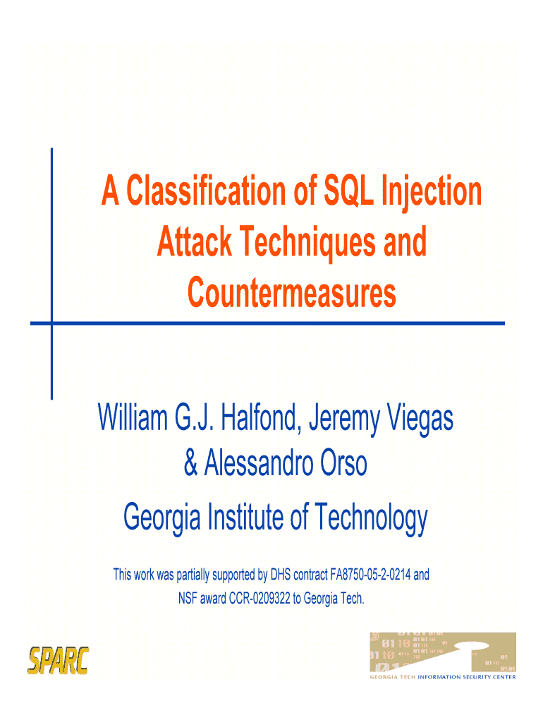 Fillable Online A Classification of SQL Injection Fax Email Print ... Fillable Online A Classification of SQL Injection Fax Email Print ...
