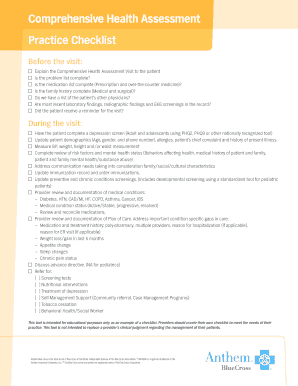 Fillable Online Explain the Comprehensive Health Assessment Visit to ...