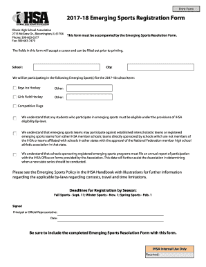 Fillable Online 2017-18 Emerging Sports Registration Form Fax Email ...