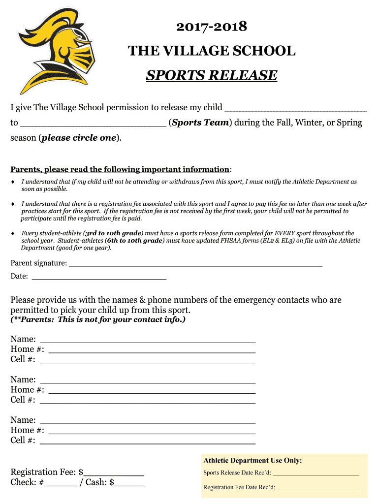 Fillable Online SPORTS RELEASE Fax Email Print - pdfFiller