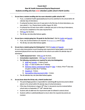 Fillable Online New NC Health Assessment/Physical Requirement Fax Email ...