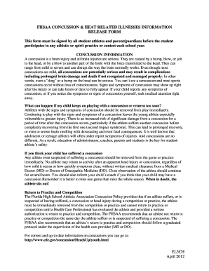 Fillable Online FHSAA CONCUSSION & HEAT RELATED ILLNESSES INFORMATION ...