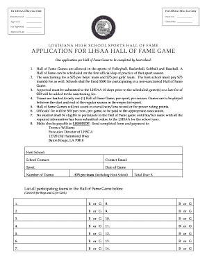 Fillable Online For LHSAA Office Use Only Fax Email Print - pdfFiller