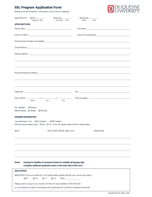 Fillable Online ESL Program Application Form Fax Email Print - pdfFiller