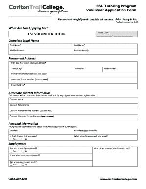 Fillable Online ESL Tutoring Program Fax Email Print - pdfFiller