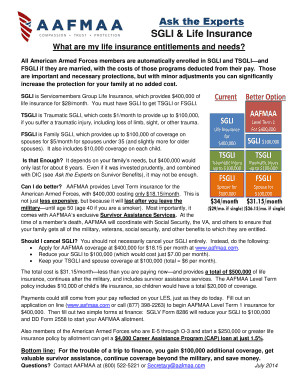 Fillable Online SGLI & Life Insurance Fax Email Print - pdfFiller