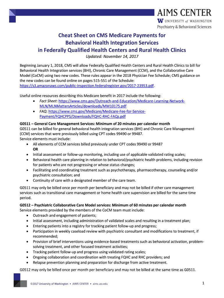 Fillable Online Cheat Sheet on CMS Medicare Payments for Fax Email ...