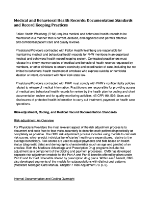 Fillable Online Medical and Behavioral Health Records: Documentation ...