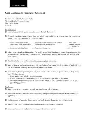 Care Conference Checklist - Fill Online, Printable, Fillable, Blank ...
