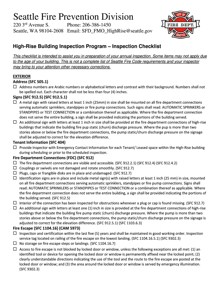 Fillable Online Seattle Fire Prevention Division Fax Email Print ...