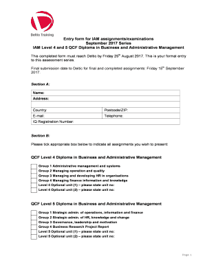 Fillable Online IAM Level 4 and 5 QCF Diploma in Business and ...