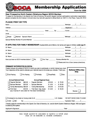 Fillable Online NeOkla SCCA Club Racing Fax Email Print - pdfFiller