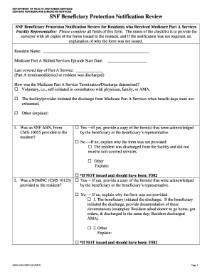 Fillable Online SNF Beneficiary Protection Notification Review Fax ...