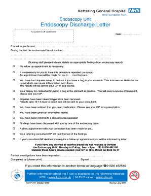 Fillable Online Endoscopy Discharge Letter Fax Email Print - pdfFiller
