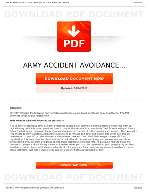 Fillable Online BOOKS ABOUT ARMY ACCIDENT AVOIDANCE COURSE BLANK ...