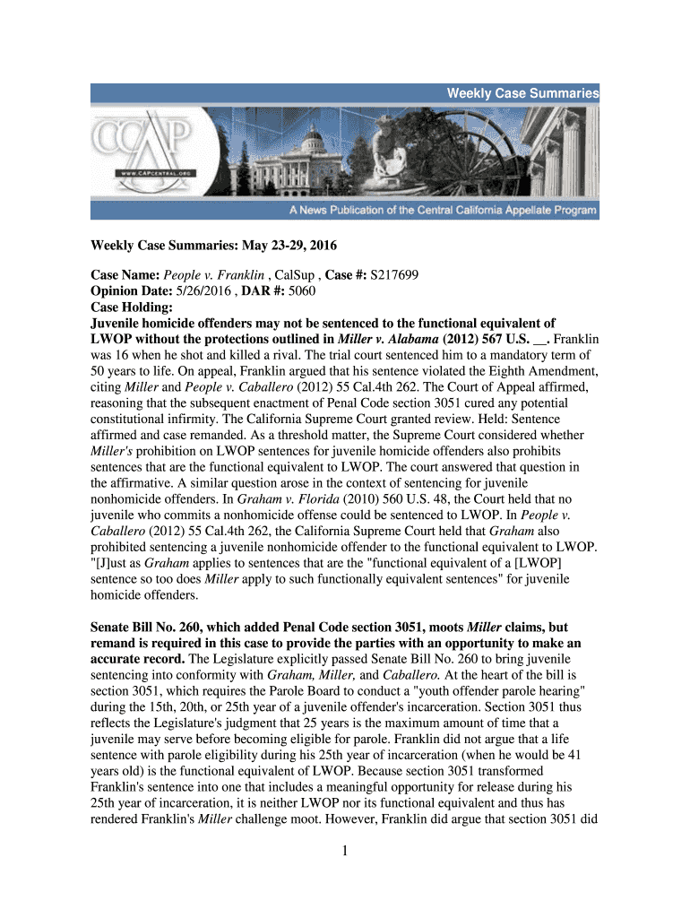 Fillable Online Weekly Case Summaries Fax Email Print - pdfFiller