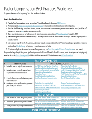 Fillable Online Pastor Compensation Best Practices Worksheet Fax Email ...
