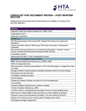 Fillable Online CHECKLIST FOR DOCUMENT REVIEW POST MORTEM Fax Email ...