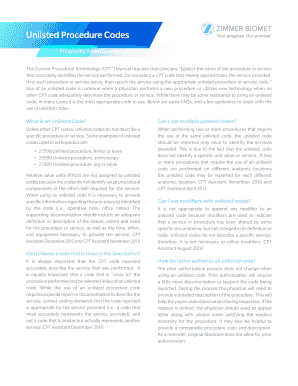 Fillable Online Unlisted Procedure Codes Fax Email Print - pdfFiller