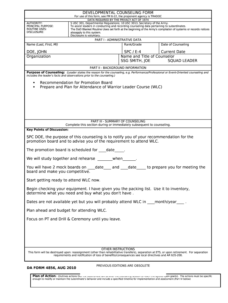 For use of this , see FM 6-22, the proponent agency is TRADOC Doc ...